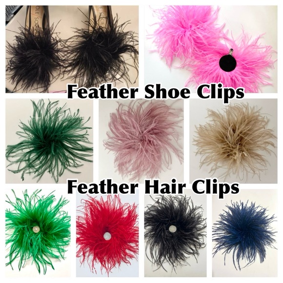 Accessories | Feather Shoe Clips Ostrich Feather Shoe Clips All Color ...